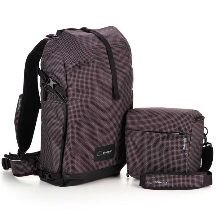 Shimoda Sidecountry 32 Starter Kit -reppu + medium top loader, musta/valkoinen | Superkuva